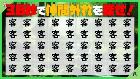 【漢字間違い探し】違う漢字を探す脳トレ 頭の体操 脳を活性化 Youtube