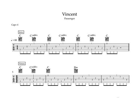 Vincent Cover Fingerstyle Tab Passenger