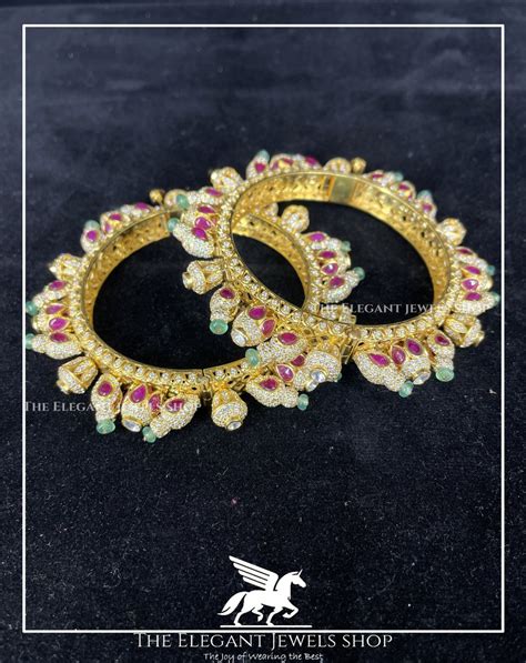 925 Sterling Silver Moissanite Polki Hydro Ruby Bangles Bollywood