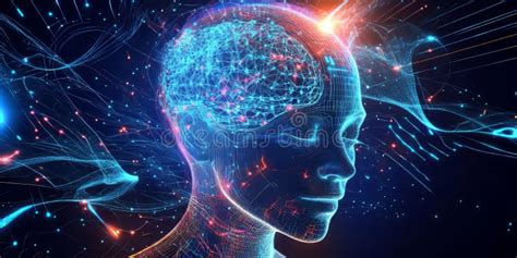 A Glowing Futuristic Digital Twin Composed Of Swirling Cybernetic