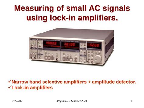 Pdf Measuring Of Small Ac Signals Using Lock In Amplifiers Dokumentips