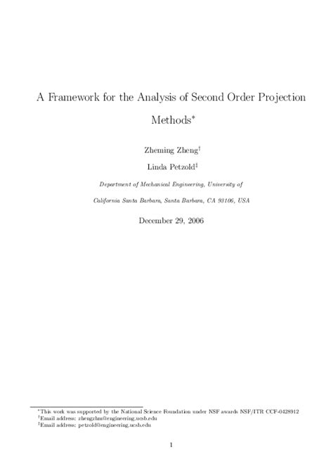 Pdf A Framework For The Analysis Of Second Order Projection Methods