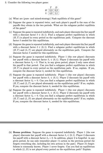 Answered Consider The Following Two Player Bartleby