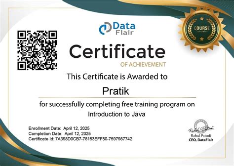 Java Programming Learningjourney Dataflair Certificateofcompletion