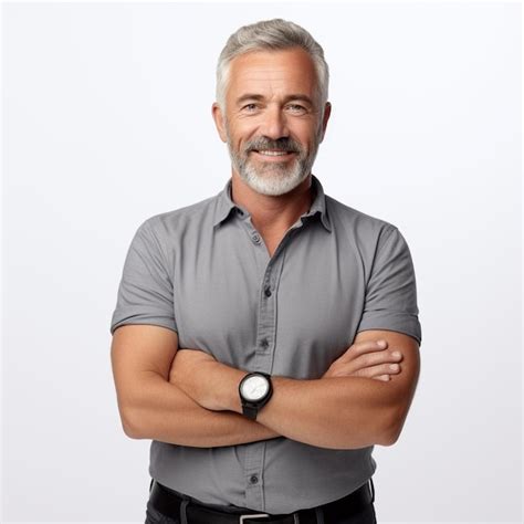 Premium Photo A Man In A Gray Shirt And Black Pants
