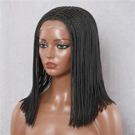 Linktohair Natural Black Braided Hairstyles Bob Wigs Micro Senegalese
