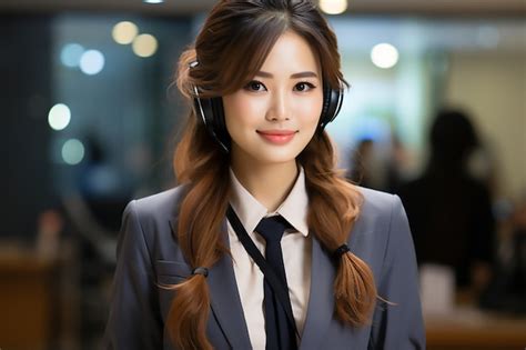 Premium Ai Image A Beautiful Costumer Service Girl