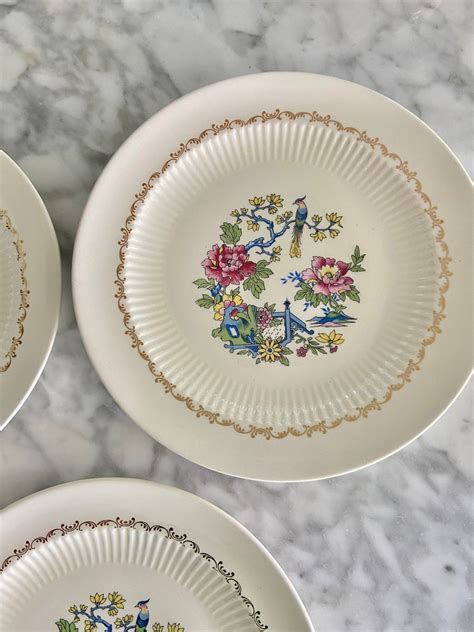 Set Of 7 Vintage Royal China Of Sebring Ohio Dinner Plates Indian Tree