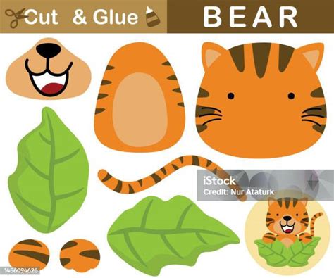 나뭇잎에서 나타나는 귀여운 호랑이 아이들을위한 교육 종이 게임 컷 아웃 및 접착 벡터 만화 그림 0명에 대한 스톡 벡터 아트 및 기타 이미지 Istock