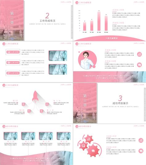 粉色卡通风格护士长年终工作总结ppt模板【21页】 格调办公