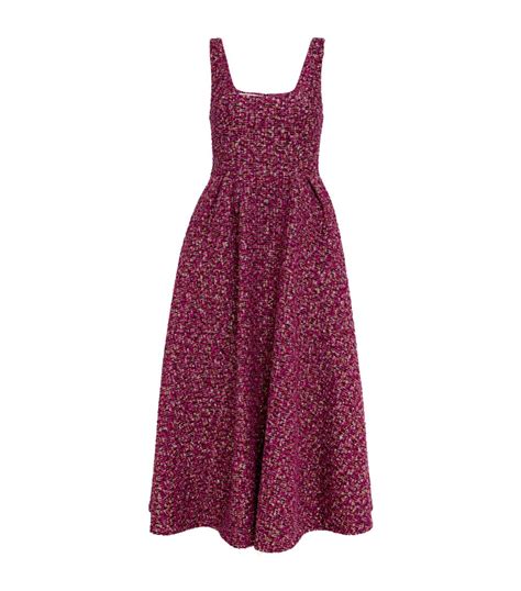 Womens Alessandra Rich Purple Tweed Midi Dress Harrods Us