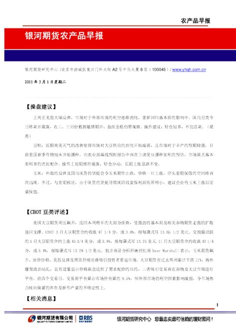 银河期货农产品早报