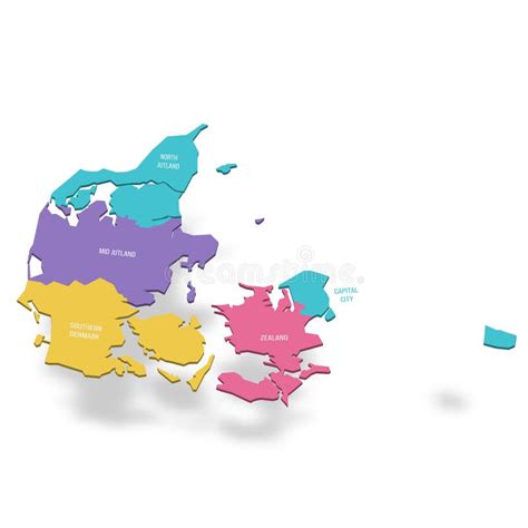 Denmark Political Map Of Administrative Divisions Stock Vector