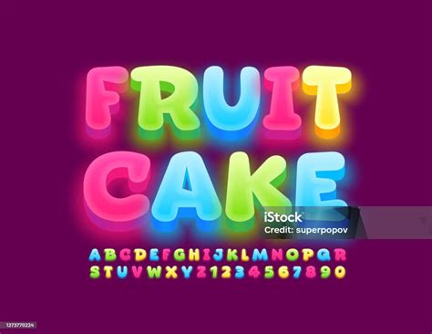 Vektor Warnawarni Tanda Fruit Cafe Dengan Huruf Alfabet Kreatif Dan