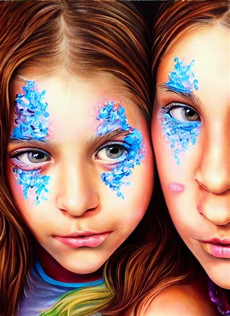 A Beautiful Detailed Painting Of Two Girls Face Stable Diffusion