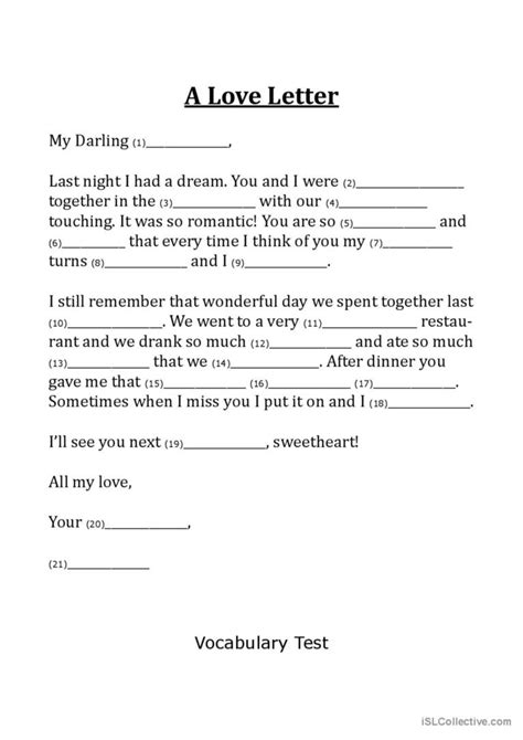 a love letter mad libs general gra… english esl worksheets pdf and doc