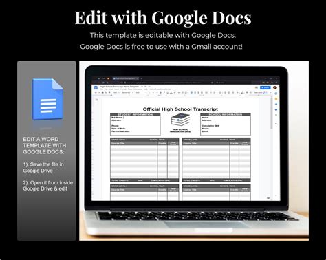 Editable High School Transcript Template Fillable And Printable Homeschool Transcript