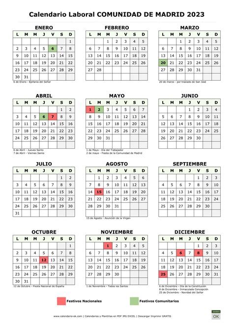 Calendario Laboral Comunidad De Madrid 2023 Pdf 
