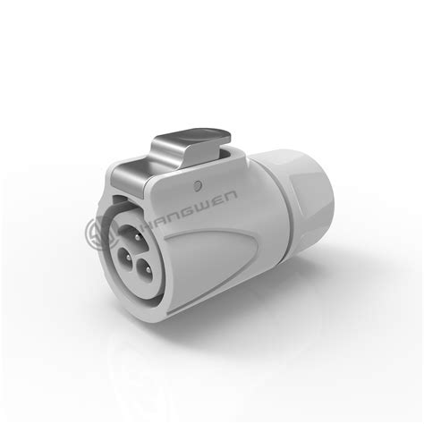 White Ip67 Power Connector Plug Moisture Proof 3 Core Male Powercon