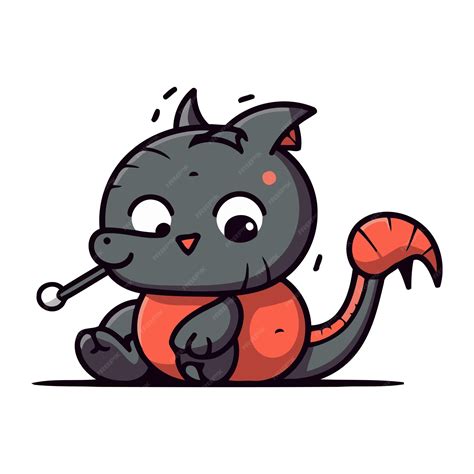 Premium Vector Cartoon Illustration Of A Cute Black Cat With A Spanner