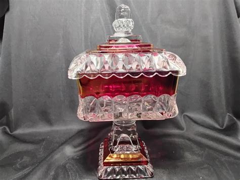 Westmoreland 1970s Ruby Flash On Clear Candy Compote Dish Etsy