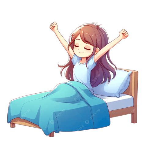 Cute Cartoon Girl Wake Up From Bed Wake Up Girl Woke Up From Bed Bed