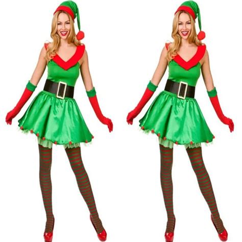 Free Shipping Adult Ladies Xmas Sexy Elf Fancy Dress Costume Christmas Santas In Sexy Costumes