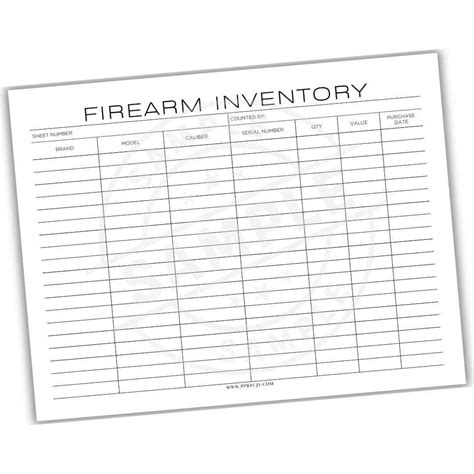 Firearm Inventory Pdf Gun Collection Log And Tracker Printable Pages