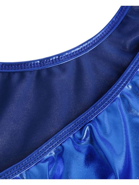 Iefiel Womens High Cut Patent Leather Dance Leotard Crotchless
