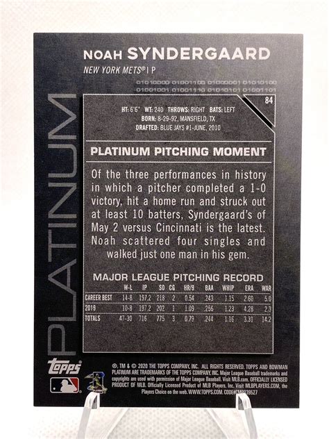 2020 Bowman Platinum Teal 84 Noah Syndergaard 299 For Sale Online