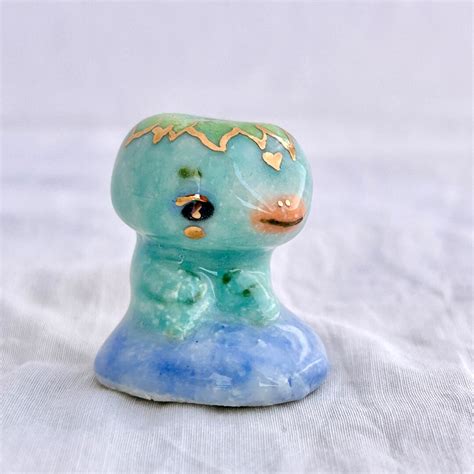 Chibi Kappa Hot Spring Miniature Porcelain Ceramic Figurine Kawaii Figurine Desk Buddy