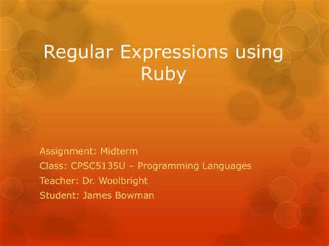 Regular Expressions Using Ruby