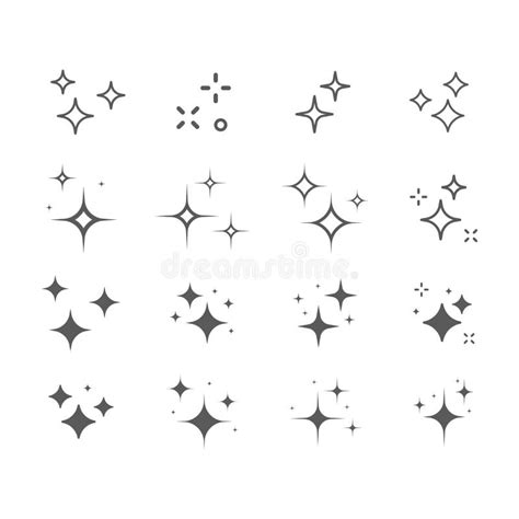 Clean Shine And Sparkle Black Vector Icon Set Stock Vector