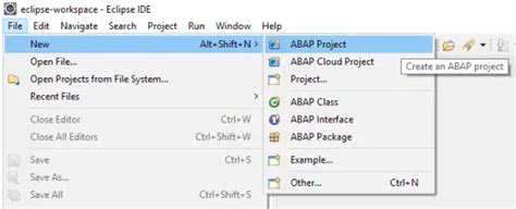 Working With Eclipse 1 Open Abap Perspective And Create A Project