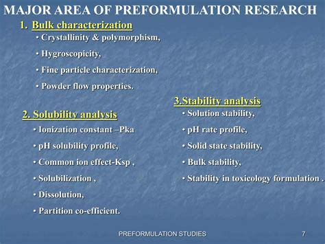 Preformulation Stability Studies Physicochemical Parameters Affecting
