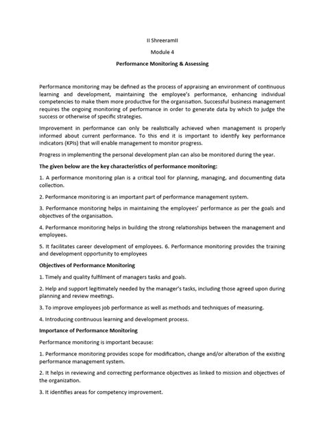 Ii Shreeram Ii Module 4 Performance Monitoring And Rewards Pdf Performance Appraisal