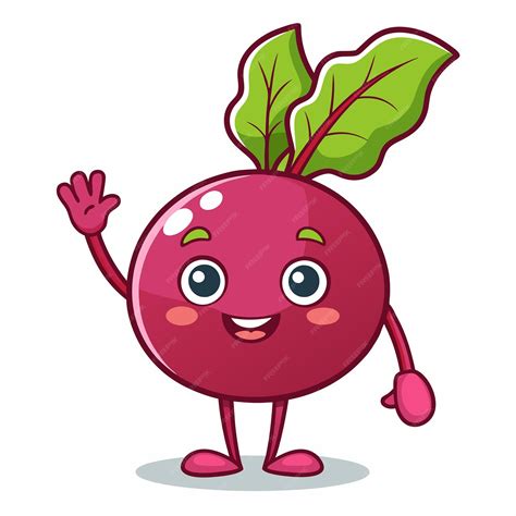 Cute And Waving Beetroot Cartoon Vector Illustration Icon Premium Ai