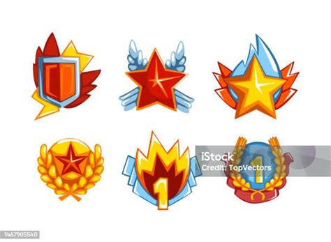 트로피 및 수상 세트 황금 방패 별과 월계관 벡터 일러스트 레이 션 Championship에 대한 스톡 벡터 아트 및 기타 이미지 Championship 감탄 경쟁