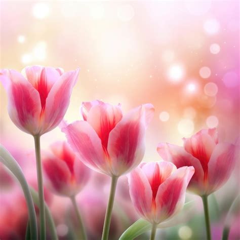Premium Ai Image Flowers Pink Tulip Bouquet On Matching Background