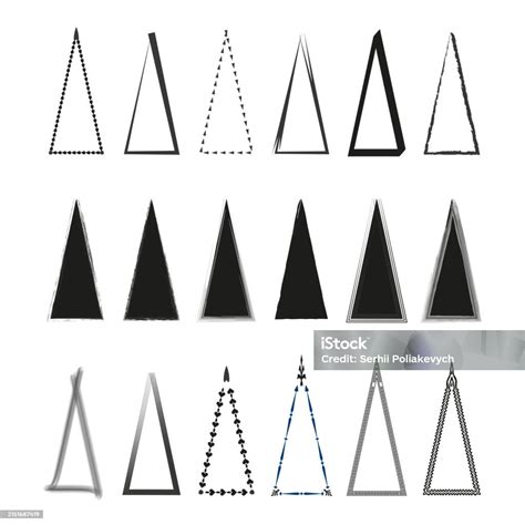 さまざまな三角形の境界線コレクションベクトルの黒い三角形を設定します独特な形状のデザイン幾何学的な多様性 三角形のベクターアート素材や画像