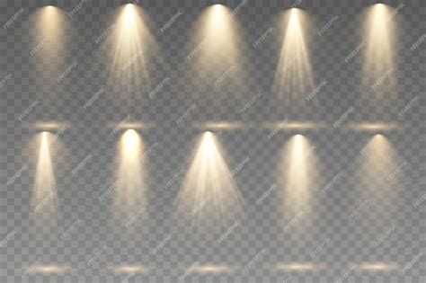 투명 배경에 스포트라이트 세트 프리미엄 벡터