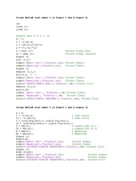 Matlab Scripts For Analyzing Real And Imaginary Functions And Performing Discrete Fourier