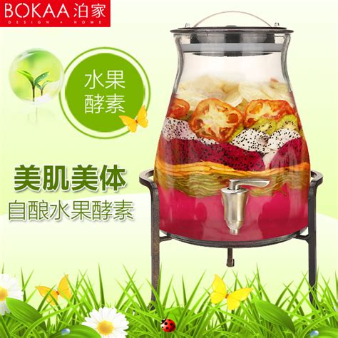 泊家水果酵素瓶子酵素桶玻璃密封罐酿酒器家用泡酒瓶带龙头发酵桶 虎窝淘