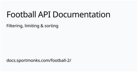 Filtering Limiting Sorting Football API Documentation