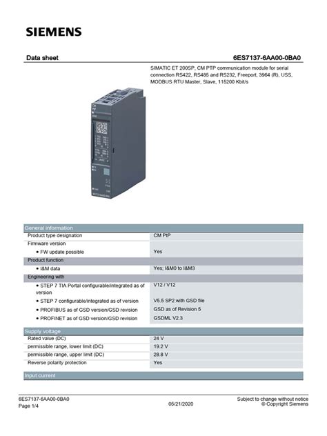 Data Sheet Cm Ptp Pdf Bit Rate Computer Science