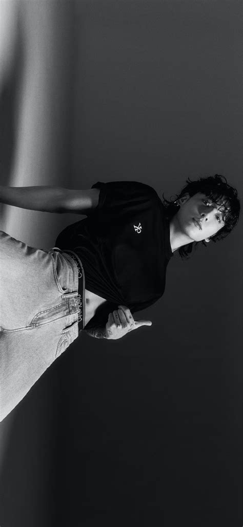 Jeon Jungkook Jk Bts Calvin Klein Spring 2023 Hd Iphone Wallpaper Lockscreen Black And White