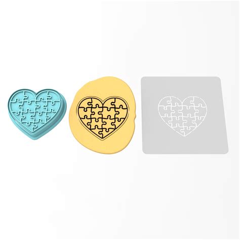 Heart Puzzle Cookie Cutter Stamp Stencil Sharp Edges Etsy