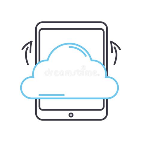 Mobile Cloud Service Line Icon Outline Symbol Vector Illustration Concept Sign Stock Vector