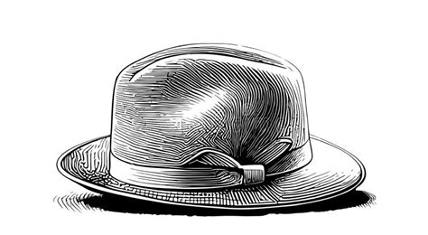 Hat Sketch Hand Drawn Sketch Engraving Style Stock Vector