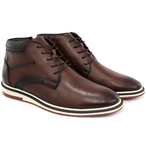 Bota Masc Oxford Cano Alto Polo City Alpha Couro 145 Griffe Tabaco